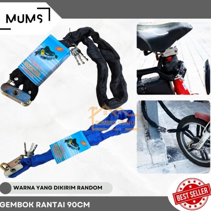 Jual BEST GEMBOK RANTAI BESI LAPIS KAIN 90CM CHAIN LOCK 3 KEYS / GEMBOK ...