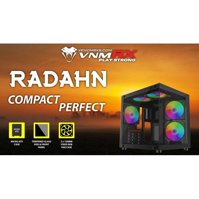 Jual Casing PC MATX VenomRx Radahn Black White + Include 3 Fan RGB ...