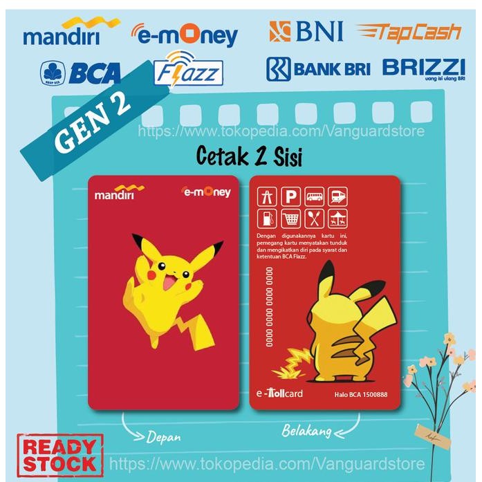 Jual Produk Baru!! KARTU EMONEY KARTUN GAMBAR POKEMON PIKACHU RED ...