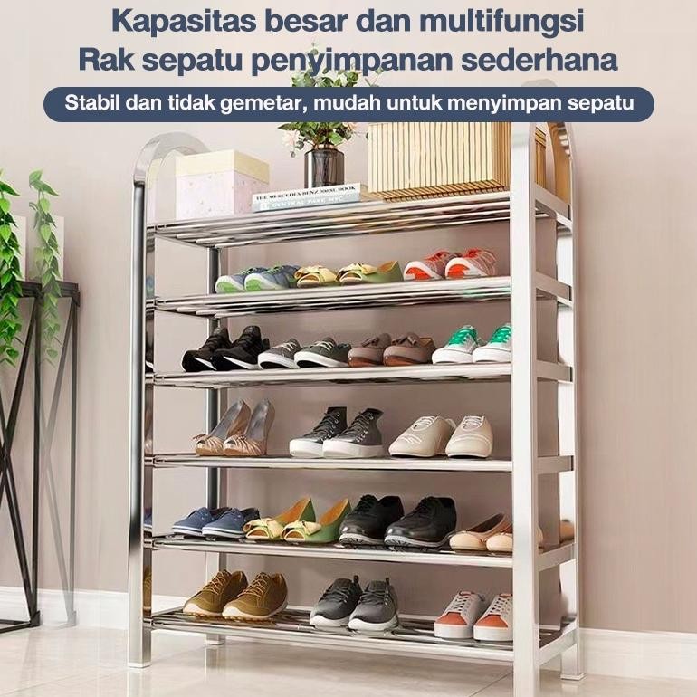 Jual Rak Sepatu Stainless 6 Susun Rak Sepatu Kokoh Tempat Sepatu Sendal ...