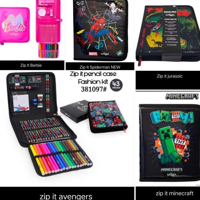 Jual Smiggle Stationery ZipIt Minecraft, Jurassic, Avengers, BarB, Spideman | Shopee Indonesia