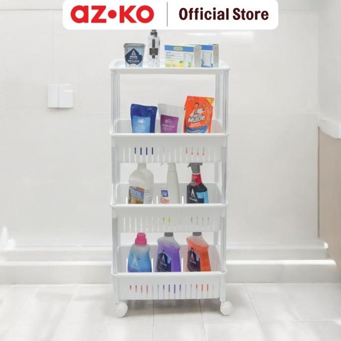 Jual Azko Stora Rak Troli 4 Tingkat Dengan Roda - Putih Tempat ...