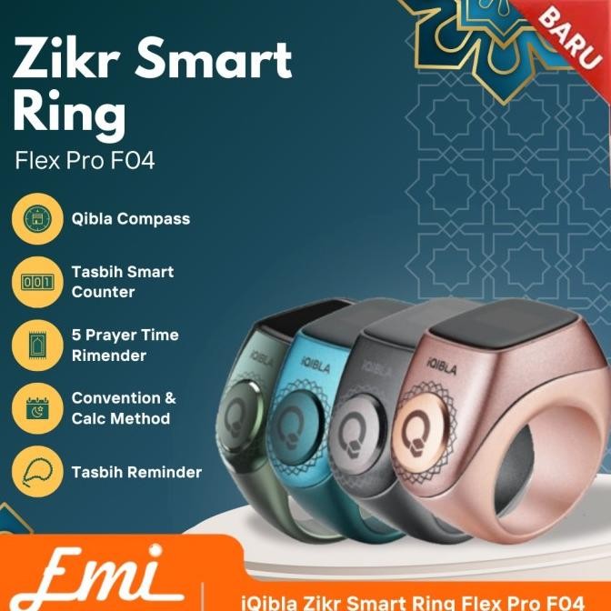 Jual Sale Iqibla Zikr Smart Ring Flex Pro F04 Cincin Zikir Tasbih Muslim Digital Oled Screen ...
