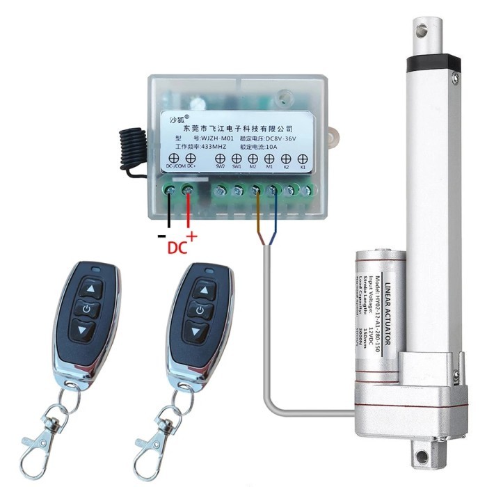 Jual RF REMOTE CONTROL LINEAR ACTUATOR 12V 24V 1500N 30W METAL GEAR DC ...