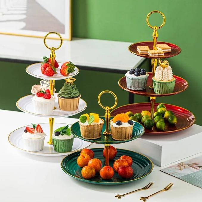 Jual Cake Tier Stand Tempat Rak Tatakan Kue Buah Plate Display 3 Susun Original | Shopee Indonesia