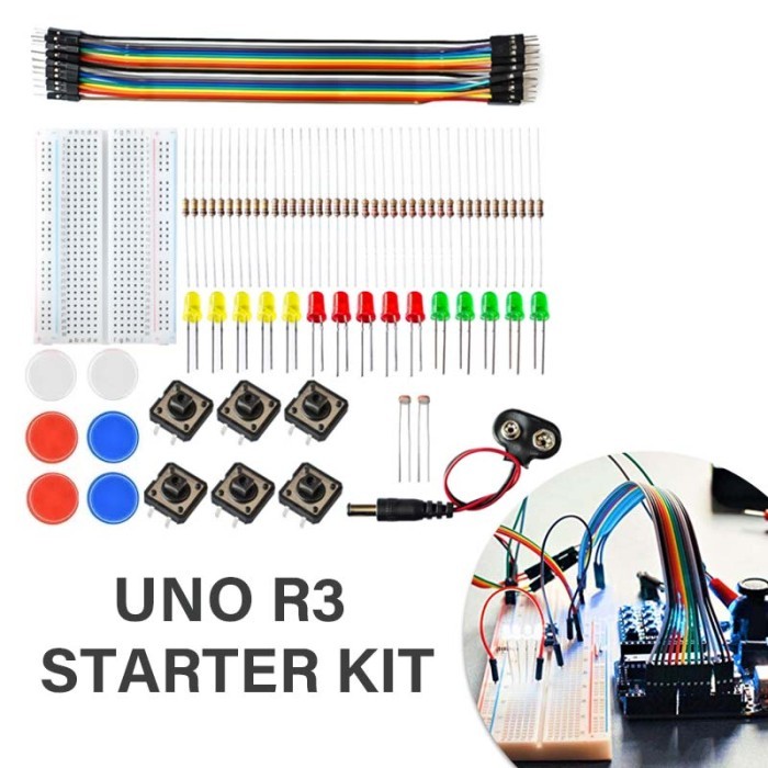 Jual 1 Set Arduino UNO R3 Starter Kit Mini DIY Breadboard LED Jumper Wire Button | Shopee Indonesia