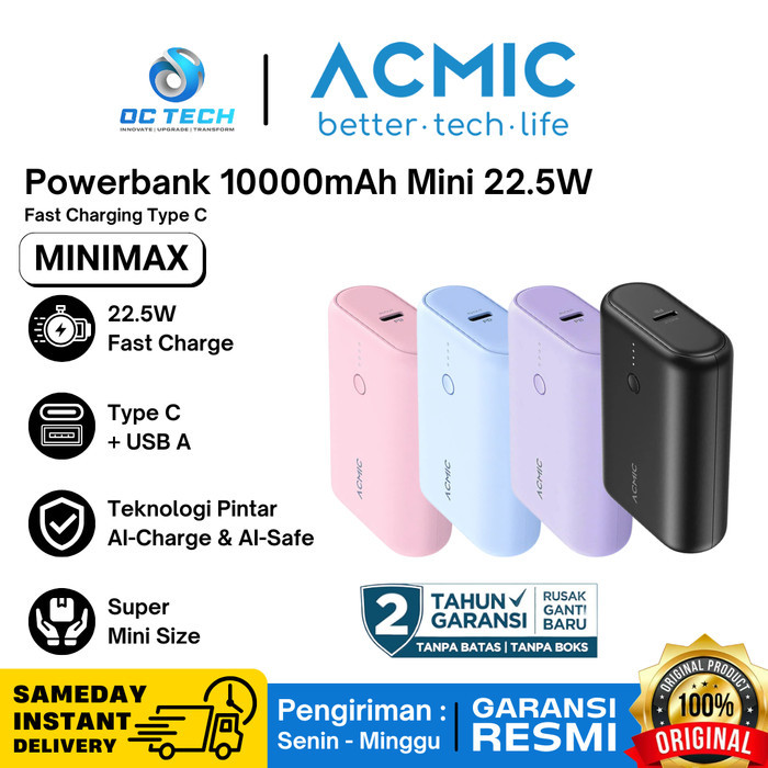 Jual PowerBank ACMIC MINIMAX Super Mini 10000mAh Ai Charge Power Bank ...