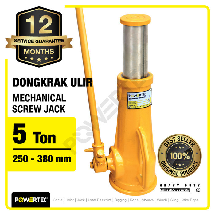 Jual HOT SALE! Screw Jack / Dongkrak Ulir Botol 5 Ton POWERTEC | Shopee ...