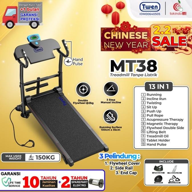 Jual Treadmill Manual Alat Fitness Multifungsitwen Mt31 Mt38 | Shopee ...