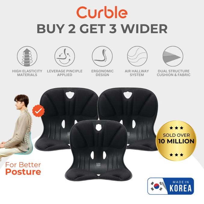 Jual Curble Posture Chair Wider - Buy 2 Get 3 (3Pcs Black) | Shopee ...