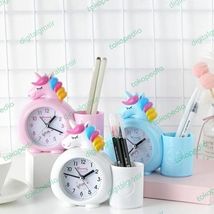 Jual Produk Baru!! Jam Beker Unicorn Jam Weker Dan Tempat Pulpen ...