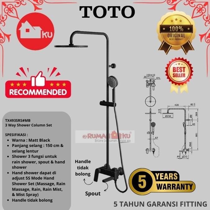 Jual Shower Column Set 3 Way TOTO TX493SRS#MB Matte Black Hitam | Shopee Indonesia