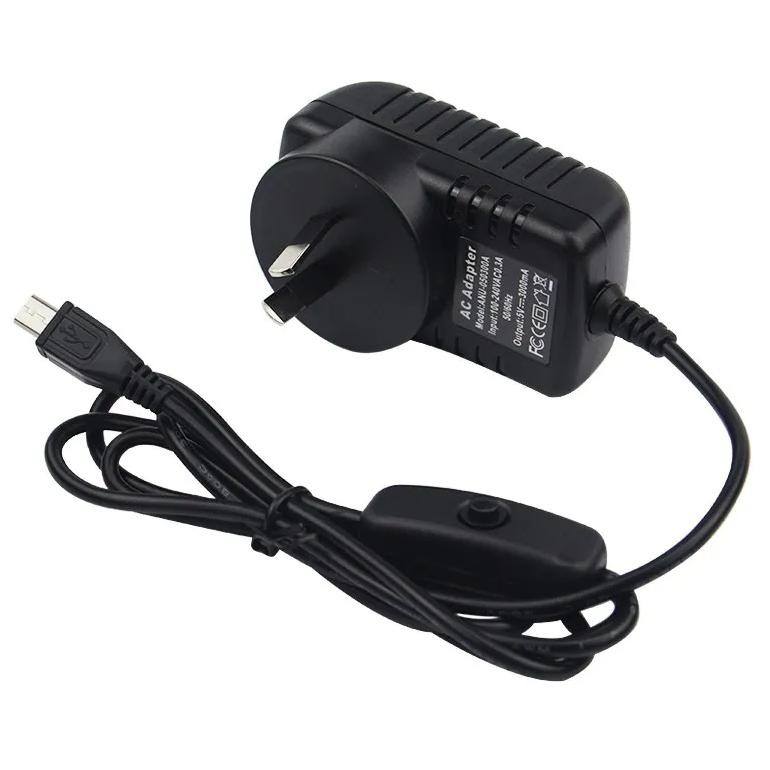 Jual 5V 3A Raspberry Pi 3B+ 3B Power Supply with Switch Button Power ...