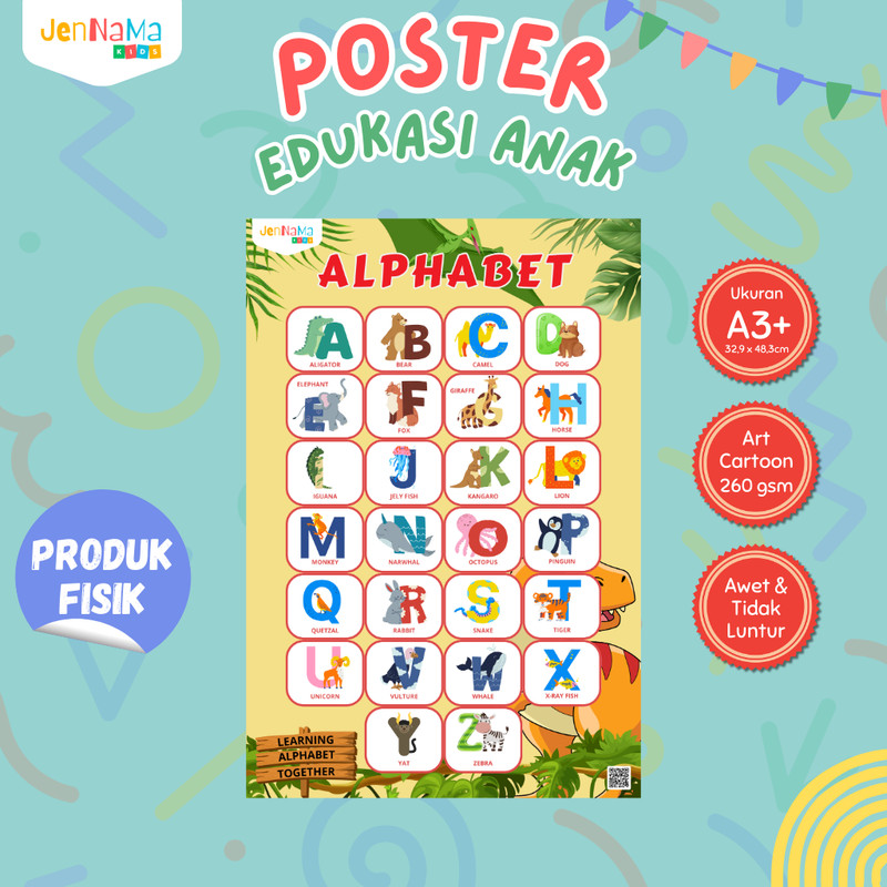 Jual Poster Edukasi - Alphabet | Anak Pendidikan PAUD TK Usia 2-6 tahun ...