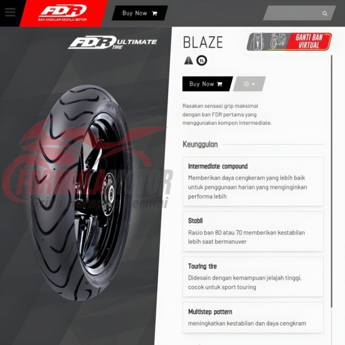 Jual Ban FDR Blaze Ultimate Ring 17 Tubeless - Ban Motor Tubeless ...