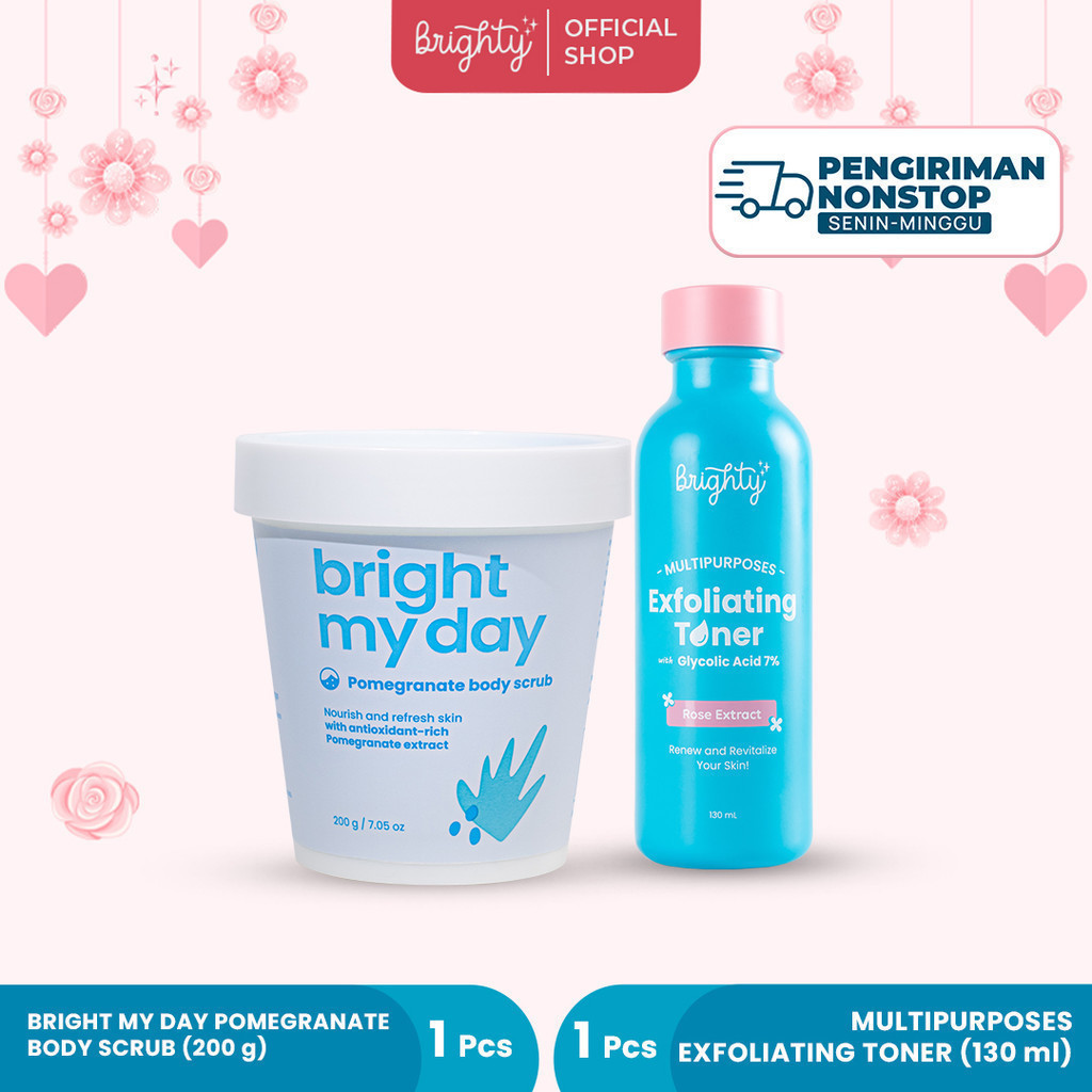 Jual Brighty Multipurpose Exfoliating Toner X Bright My Day BMD Pomegranate Body Scrub Pemutih ...