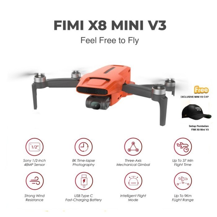 Jual Fimi X8 Mini V3 Combo / Fimi Mini 3 Combo Drone Gps 9Km 4K 3-Axis Gimbal 37 Min Flight Time ...