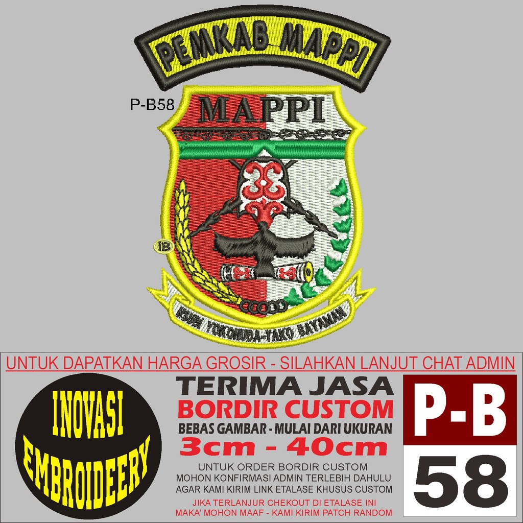 Jual PATCH BORDIR P-B 58 LOGO PEMKAB MAPPI- INOVASI EMBROIDERY ...