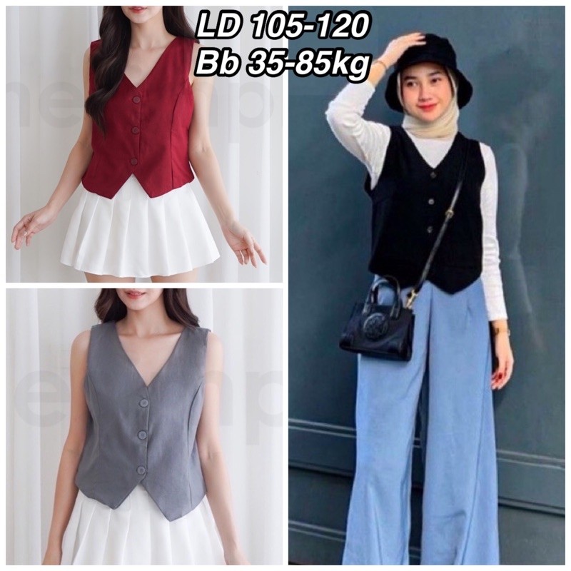 Jual VEST ROMPI V-Neck Outer Tanktop OOTD keren | Shopee Indonesia