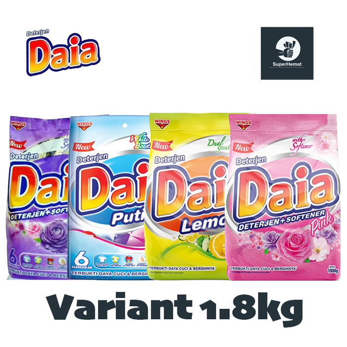 Jual DAIA Detergent Bubuk - plus Softener - 1800g / 1.8 kg | Shopee Indonesia