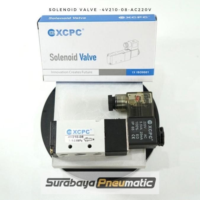 Jual SOLENOID VALVE - 4V210-08-AC220V - SELENOID PNEUMATIC XCPC - 4V210 ...