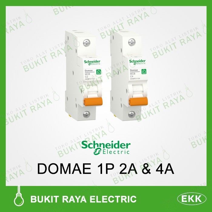 Jual Schneider MCB Domae 1P 2A dan 4A Miniature Circuit Breaker 6kA 1 Kutub | Shopee Indonesia