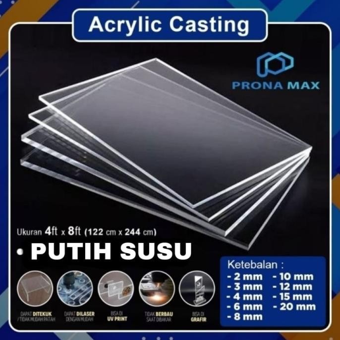 Jual Acrylic / Akrilik Lembaran 3Mm Putih Susu Kode 8433 Uk 122 X 244 Pronamax | Shopee Indonesia