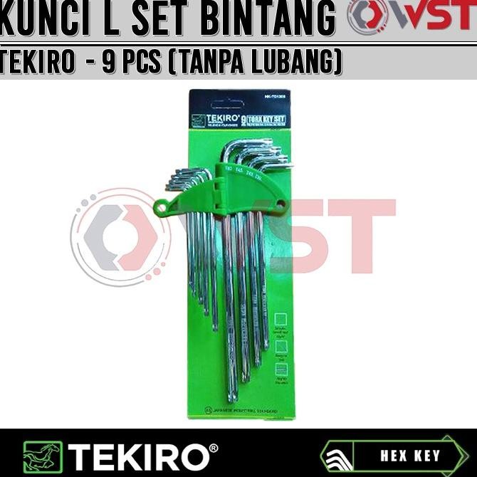 Jual Produk Baru!! Tekiro kunci L Set Bintang 9 pcs T10-T50 TORX (tanpa lubang) | Shopee Indonesia