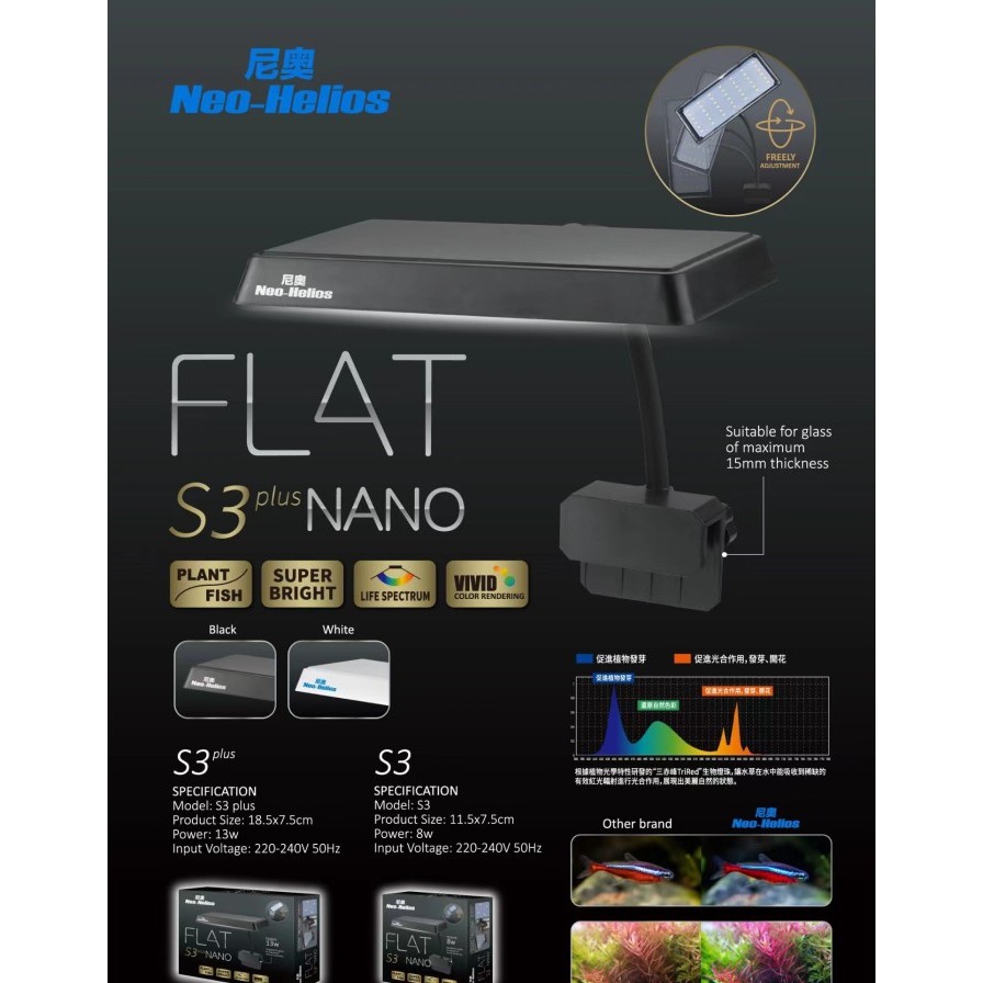 Jual Lampu Led Aquarium Aquascape Nano Slim WRGB Neo Helios Flat S3 ...