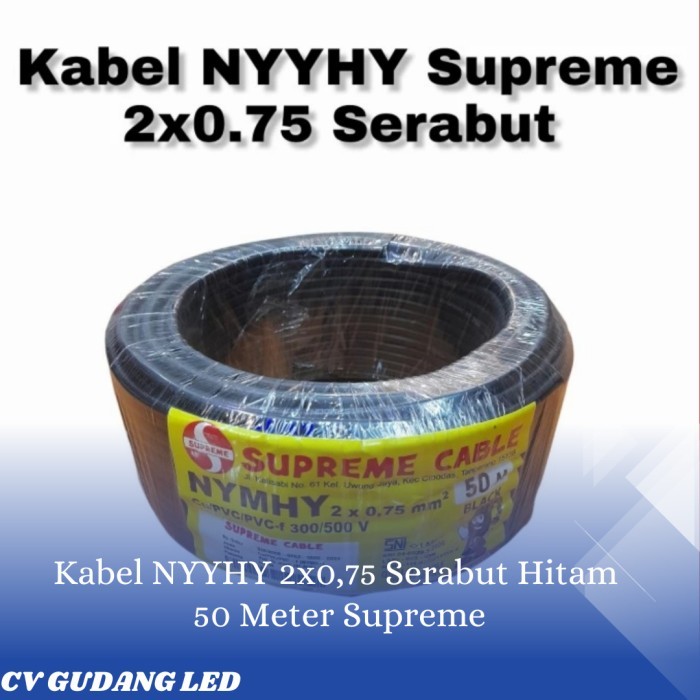 Jual Kabel Nyyhy 2X0.75 Serabut Hitam 50 Meter Supreme | Shopee Indonesia