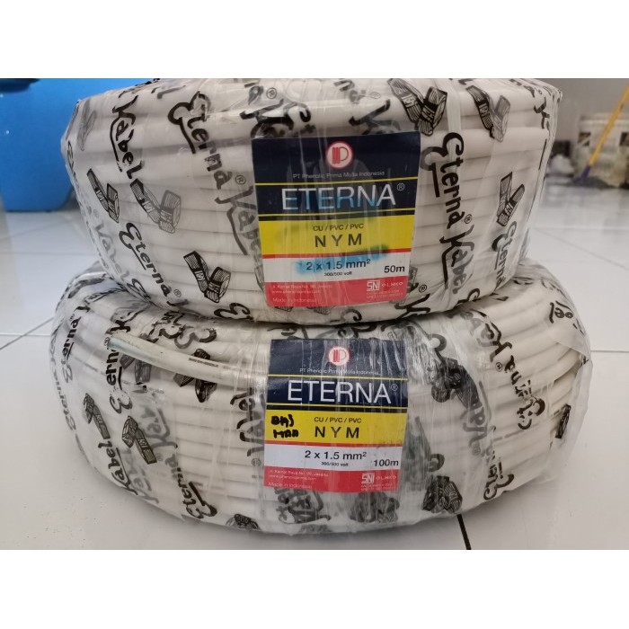 Jual Kabel Listrik Tunggal Kawat Eterna Nym 2X1,5Mm Roll 100M 50M Sni | Shopee Indonesia
