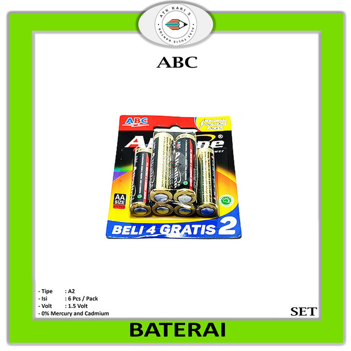 Jual HEMAT BATERAI ABC ALKALINE AA/A2-6PCS BATTERY ABC ALKALINE AA-6PCS ...