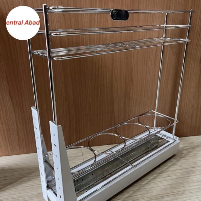 Jual rak botol kitchen set tarik 15cm rak botol dan rel / rak bumbu ...