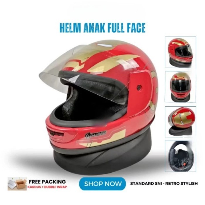 Jual Helm Full Face Anak-Anak Klasik Junior Standard Sni Iron Man ...