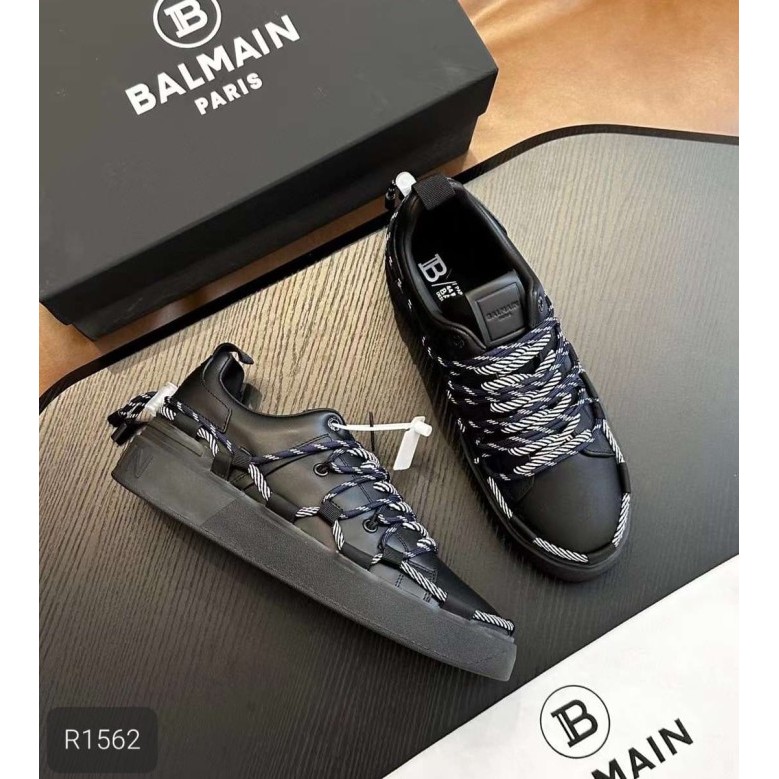 Jual Sepatu Sneakers Hitam pria Balmain Sepatu kulit branded mewah ...