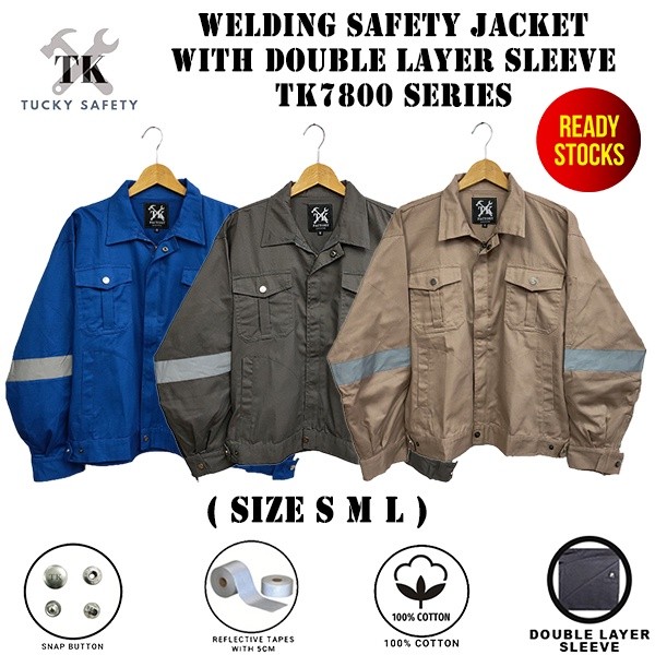 Jual JAKET SAFETY WELDING TK DUA LAPIS LENGAN / BAJU KERJA WELDER DUA ...