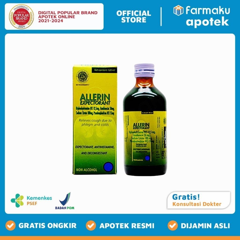 Jual Allerin Expectorant Syrup 120 ml - BNS | Shopee Indonesia