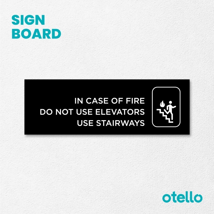 Jual In Case of Fire Do Not Use Elevators Sign Board Label Akrilik ...