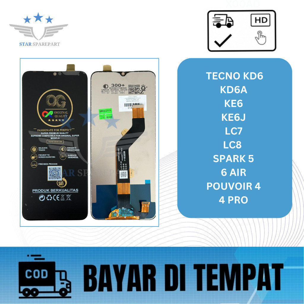 Jual LCD TOUCHSCREEN TECNO KD6 / KD6A / KE6 / KE6J / LC7/ LC8 (SPARK 5 / 6 AIR / POUVOIR 4 / 4 ...