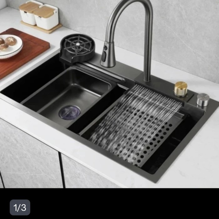 Jual kitchen zink modern stainless stell New fitures 7545 black /bak ...