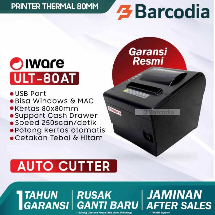 Jual PRINTER THERMAL KASIR 80MM ULTRON ULT-80AT AUTO CUTTER HIGH SPEED ...