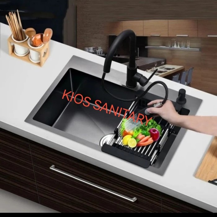 Jual paket kitchen zink black 5243/ bak cuci piring stainless sus 304 ...