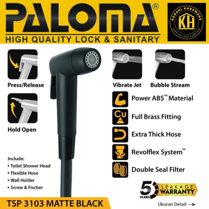 Jual PALOMA TSP 3103 Jet Shower Toilet 2 Spray Matte Black Murah ...