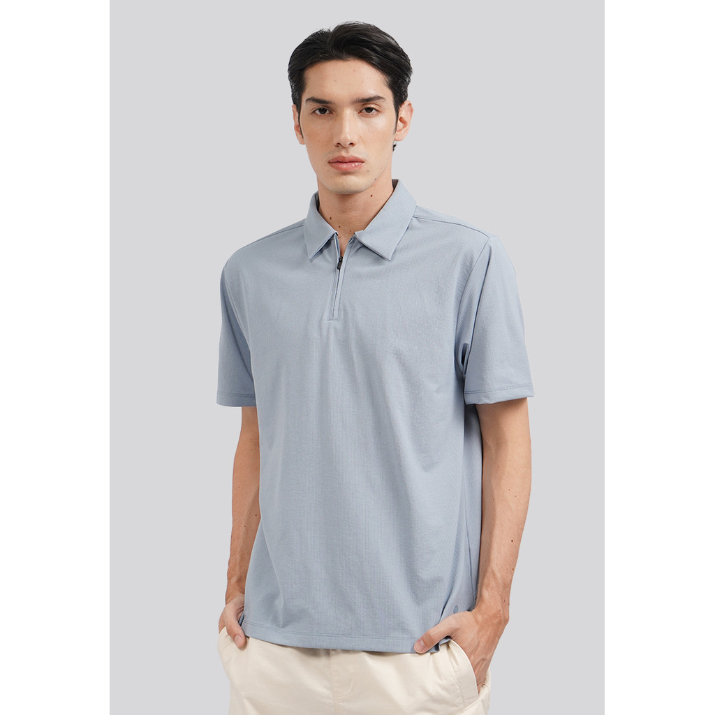 Jual Executive Breathable Short Sleeve Polo Shirt Ice Blue | Shopee ...