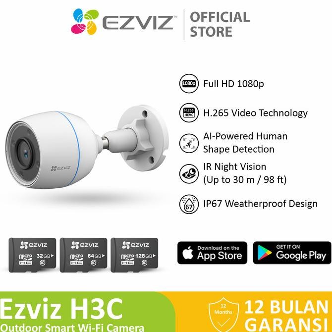 Jual Ezviz H3c 2MP Smart Home IP Cam CCTV Outdoor w/ SD Card 64/128 ...