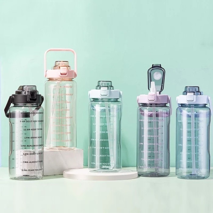 Jual BOTOL MINUM TRANSPARAN 2 LITER/BOTOL MOTIVASI DENGAN PENANDA WAKTU ...