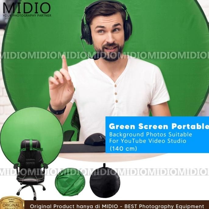 Jual Shipping Green Screen Lipat Portable Backdrop Chromakey Zoom Obs ...