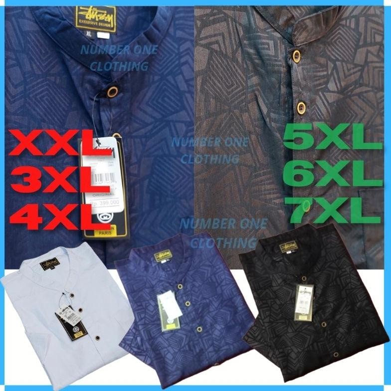 Jual Baju Koko Pria Jumbo Emboss Premium 3XL 4XL 5XL 6XL 7XL Big Size Lengan Pendek Panjang ...