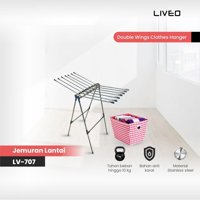 Jual Jemuran Lipat Lantai Baju Liveo LV-707 / Liveo Double Wings Clothes | Shopee Indonesia