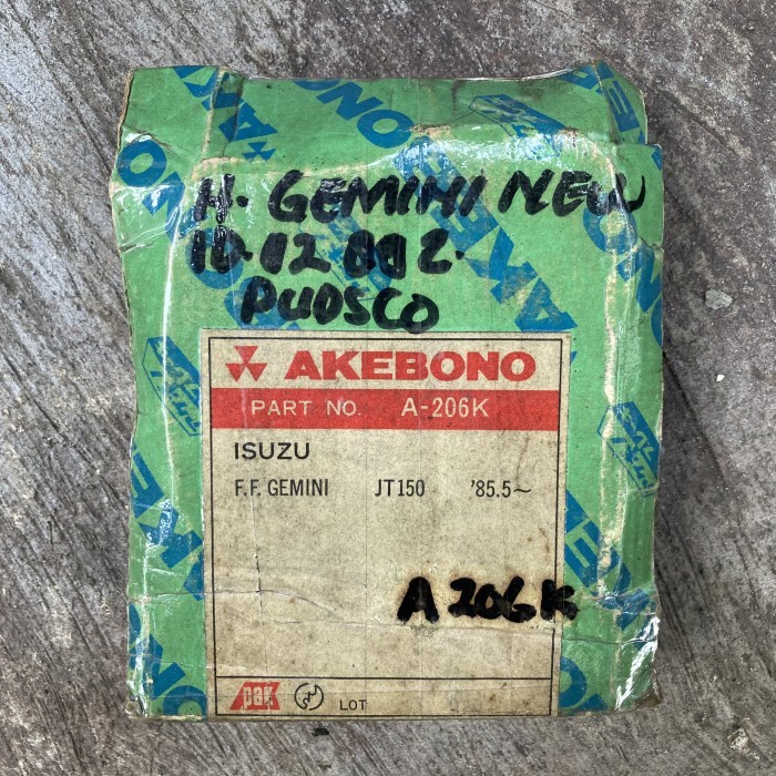 Jual Brake Pad Kampas Rem Depan Holden Gemini 1986-ON JT150 A-206K AKEBONO ORIGINAL Made In ...